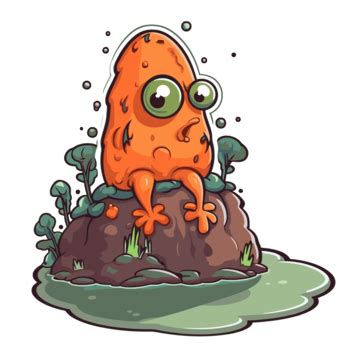 一個看起來奇怪的橙色生物坐在泥濘區域的圖像 向量 沼澤 貼紙 卡通片向量圖案素材免費下載PNGEPS和AI素材下載 Pngtree
