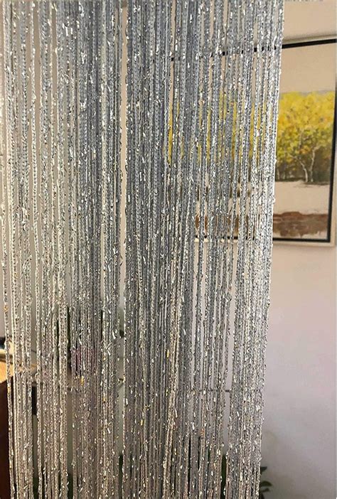 3 Peças De Cortina De Corda Luxo Brilho Reluzente Varão Frete grátis