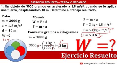 Trabajo Mecánico Ejercicios resueltos YouTube