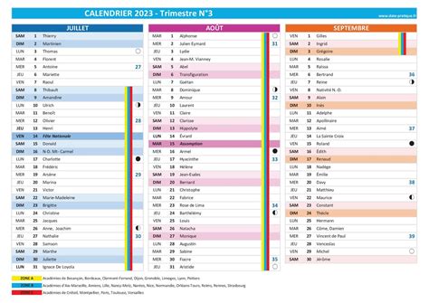 Calendrier trimestriel 2023 à consulter télécharger en pdf et imprimer