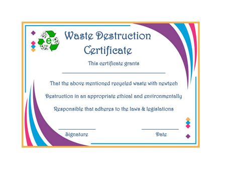 Free Printable Certificate Of Destruction Templates Excel PDF Word