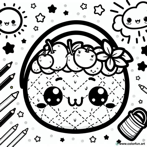 Coloriage de fruit kawaii à Télécharger ou à Imprimer gratuitement