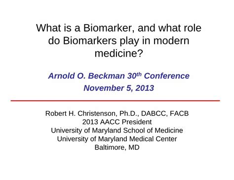 PDF What Is A Biomarker And What Role Do Biomarkers Play In