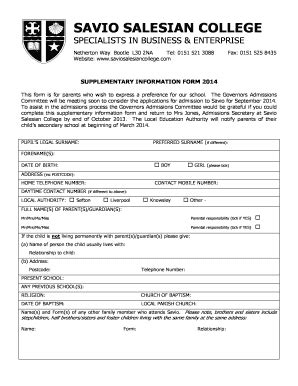 Fillable Online SUPPLEMENTARY INFORMATION FORM 200809 Fax Email Print