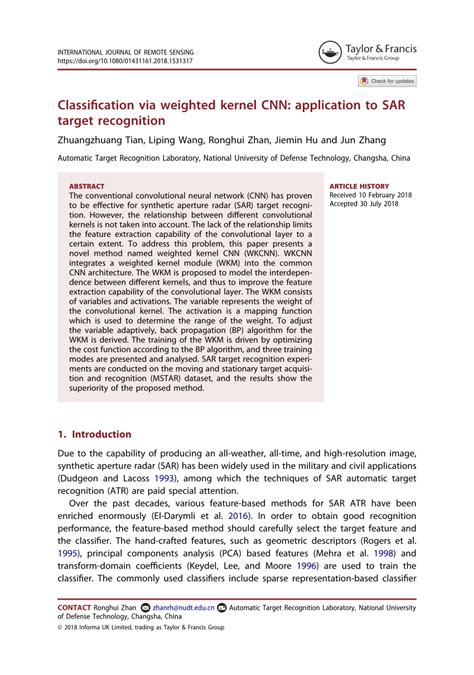 pdf classification via weighted kernel cnn application to sar target recognition