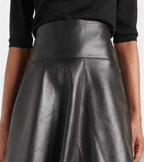 Asymmetric Leather Midi Skirt In Black Alaia Mytheresa