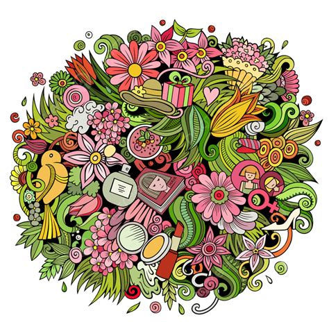 Hand Drawn Doodles Vector Art PNG Happy Womens Day Hand Drawn Cartoon