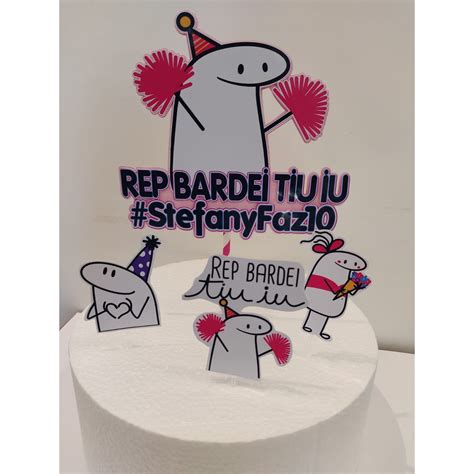 Topo de Bolo Flork Meme Personalizado Festa 4 Peças Shopee Brasil