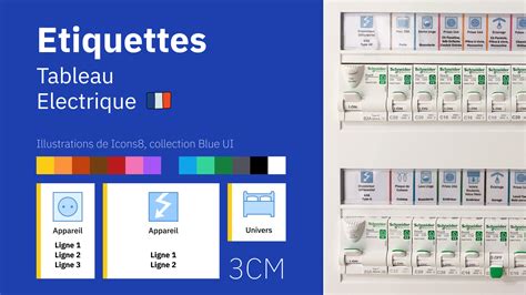 Etiquettes Tableau Electrique Français 3 cm Schneider Legrand Hager