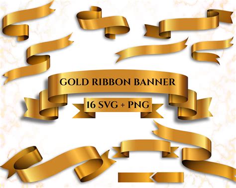 Gold Ribbon Banner Vector Clipart