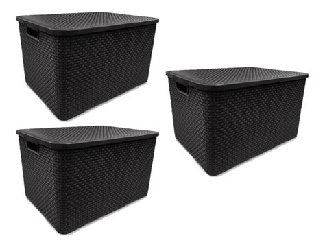 Kit 3 Caixas Organizadoras Rattan 40 Litros C Tampa Frete grátis