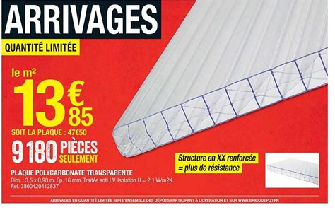 Offre Plaque Polycarbonate Transparente Chez Brico Depot