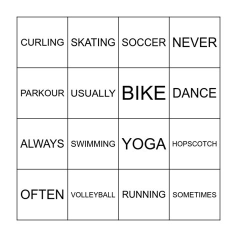 How Often Bingo Card
