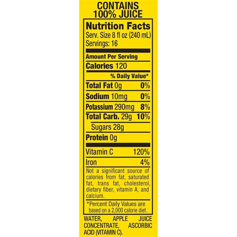 Apple Juice Nutrition Label Besto Blog