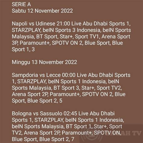 Sagahtvlive On Twitter Jadwal Siaran Langsung Pertandingan Sepak Bola