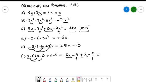 Ejercicios Resueltos Operaciones con Monomios 1º eso YouTube