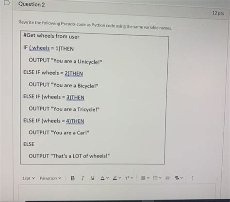 solved n question 2 12 pts rewrite the following pseudo code