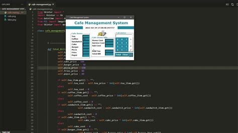 cafe management system python project youtube