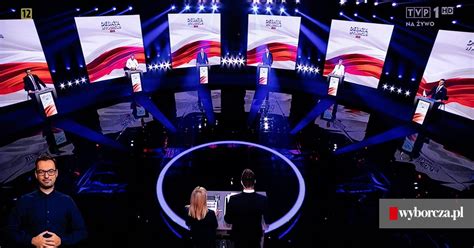 Debata w TVP Tuska Morawieckiego Maja Hołownię Bosaka i Wielgus