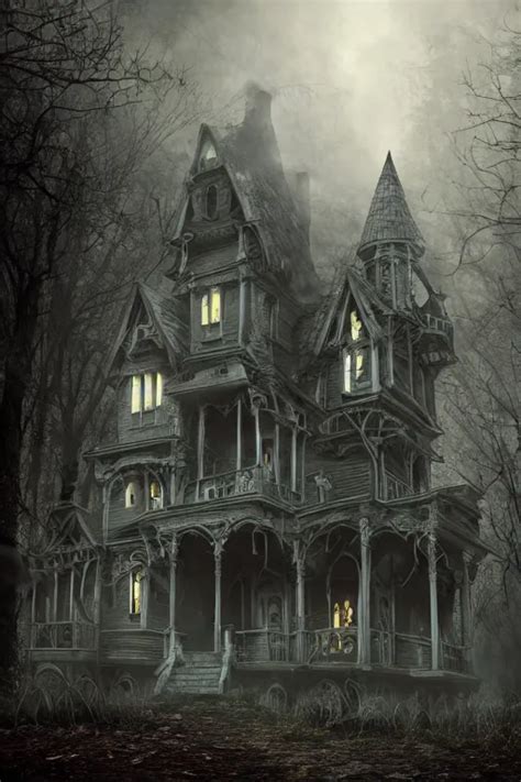 Victorian Haunted House In A Creepy Forest Sinister Stable Diffusion