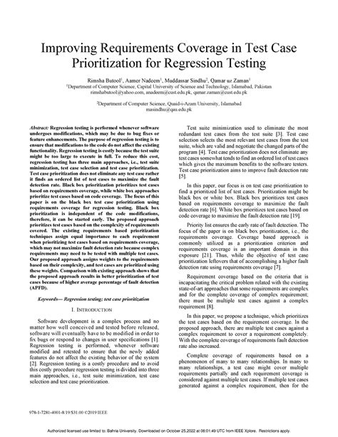 improving requirements coverage in test case prioritization for regression testing the purpose