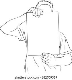 Man Holding Blank Piece Paper Vector Stock Vector Royalty Free