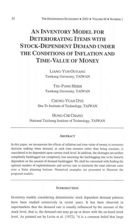 pdf an inventory model for deteriorating items with stock dependent demand under the
