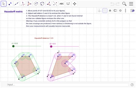 hausdorff distance between two sets geogebra
