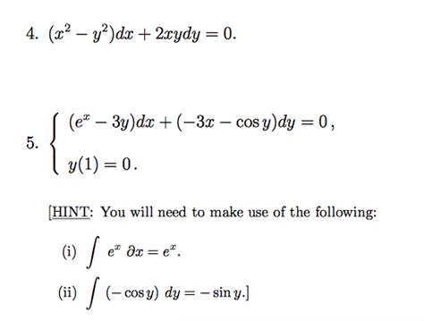 Solved In Problems 1 6 Solve The Differential Equation O Chegg