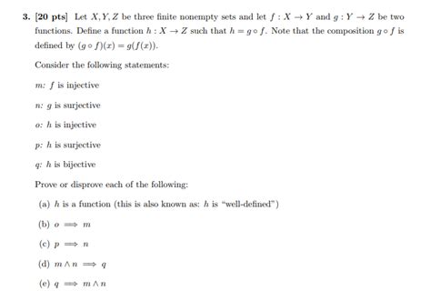 solved 3 [20 pts] let x y z be three finite nonempty sets