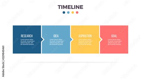 Business Infographics Timeline With 4 Steps Options Squares Vector