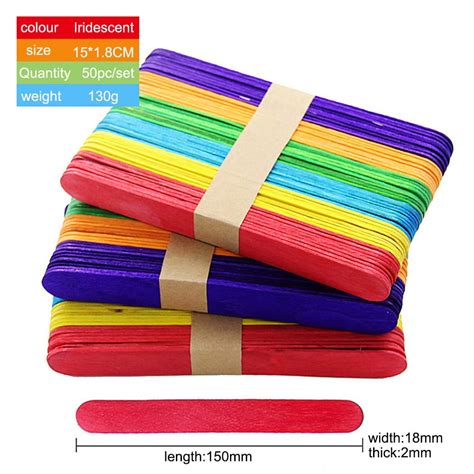Wiueurtly Half Size Popsicle Sticks Basic Craft Supplies 50 Pcs Craft