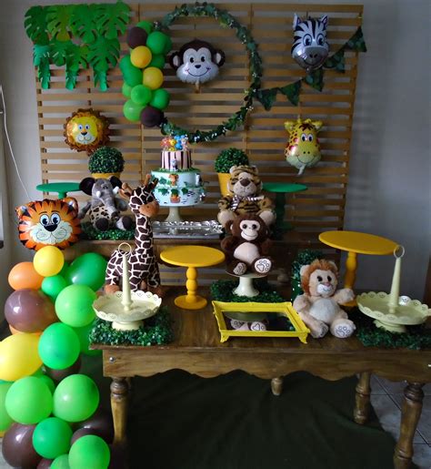FESTA SAFARI Decoração Simples e Barata Convite Bolo e Mais
