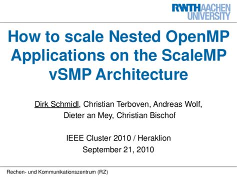 pdf how to scale nested openmp applications on the scalemp vsmp architecture dirk schmidl