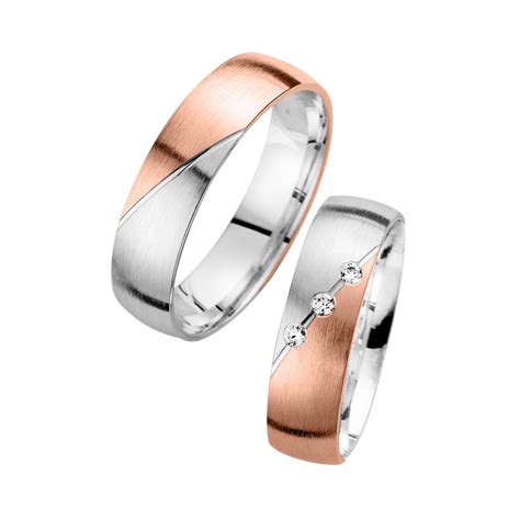 Unique Eheringe Rot und Weißgold mit Brillanten Breite 5 5 mm WR0951