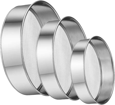 Aieraczy 15 20 25cm Tamis à Farine INOX 3 Pièces Tamis de Pâtisserie