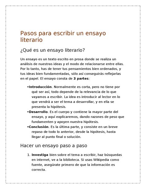 Pasos Para Escribir Un Ensayo Literario