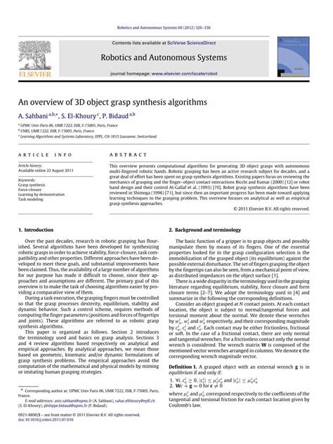 pdf an overview of 3d object grasp synthesis algorithms dokumen tips