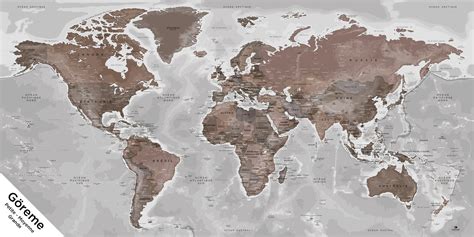 Mappemonde Aluminium Dibond Carte Monde M Tallique Achat