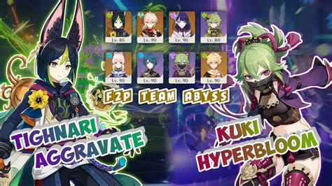 F2P TIGHNARI AGGRAVATE AND KUKI HYPERBLOOM TEAM FULLSTAR SPIRAL ABYSS 3