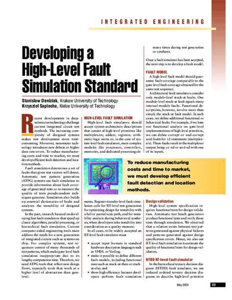 pdf developing a high level fault simulation standard stanislaw deniziak