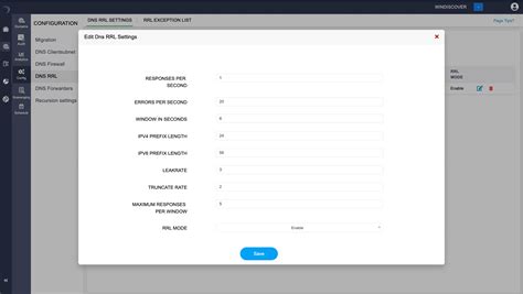 Configuring Response Rate Limiting RRL Settings