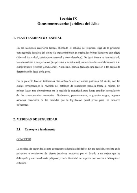 TEMA 9 PenologíA TEMA 9 Penologia Lección IX Otras consecuencias