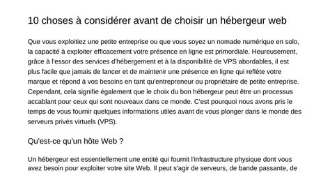 10 choses à considérer avant de choisir un hébergeur webnkgih pdf pdf