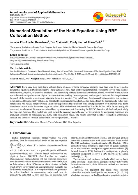 pdf numerical simulation of the heat equation using rbf collocation method