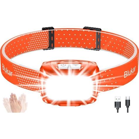 Blukar Lampe Frontale Rechargeable Super Lneux Léger Torche Frontale