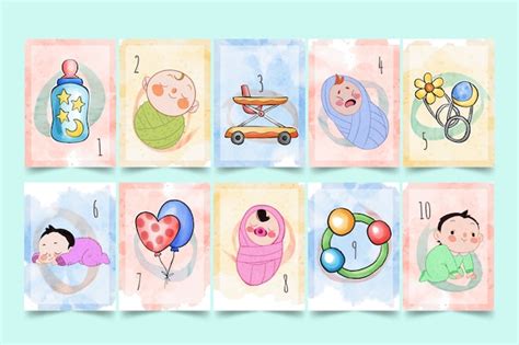 Premium Vector Watercolor Baby Milestone Cards Template
