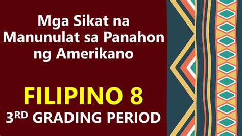 MGA SIKAT NA MANUNULAT NA PILIPINO SA PANAHON NG AMERIKANO FILIPINO 8