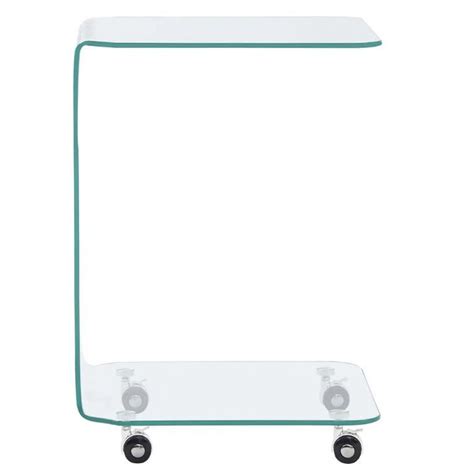 Home Table d appoint sur roulettes verre trempé transparent Niu