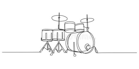 Single Line Drawing Drum Set Stock Illustrations Single Line